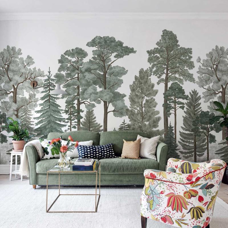 Scandinavian Wall Screens Scandinavian Woodland Green